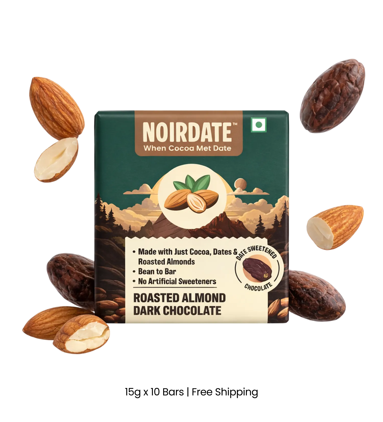 Roasted Almond Dark Chocolate 15g | Pack Of 10